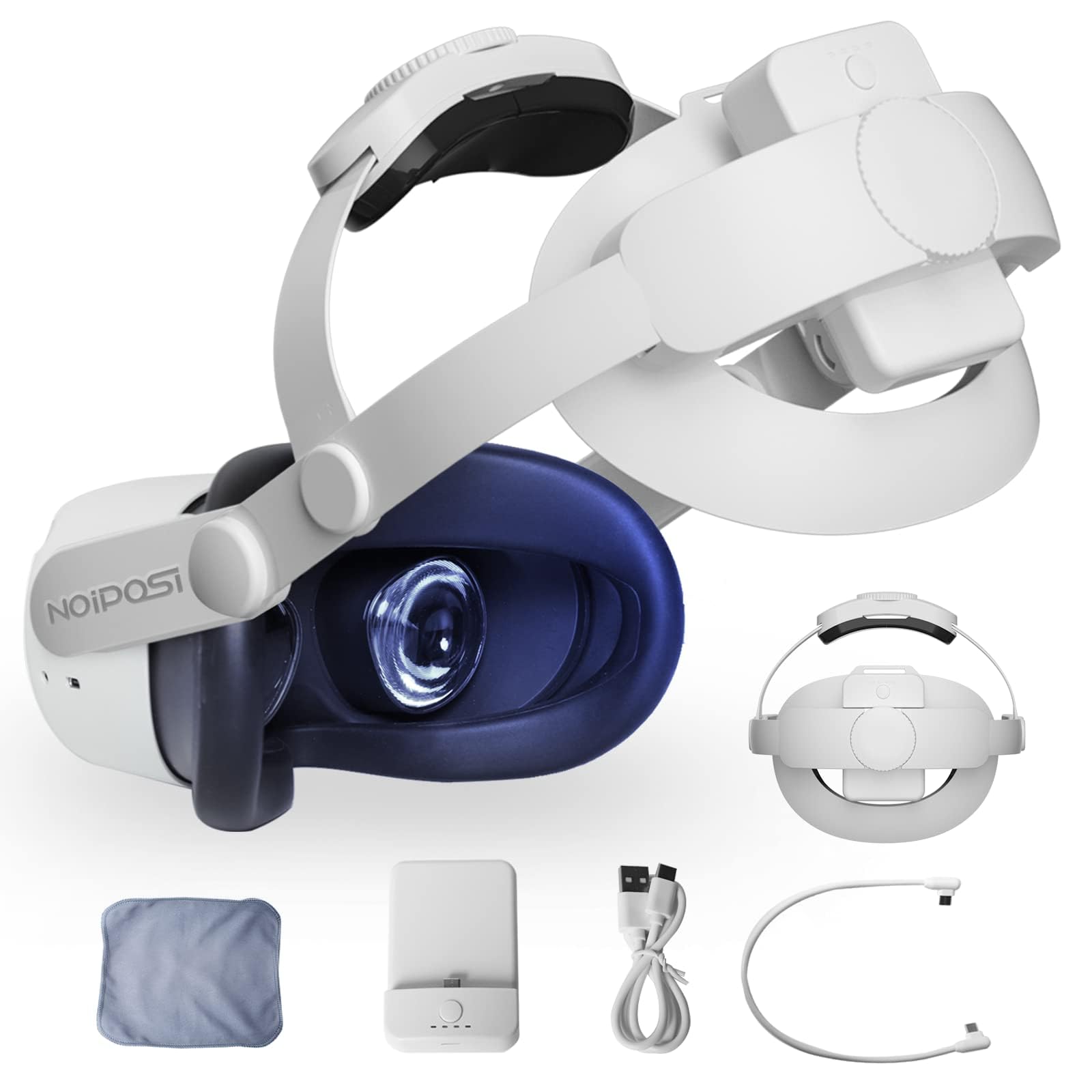 Head Strap with Battery for Oculus Quest 2, 7500mAh Extend 7hrs Playtime, Adjustable Comfort Elite Head Strap Replacement, Lightweight Design and Enhanced Support in VR for Oculus/Meta Quest 2