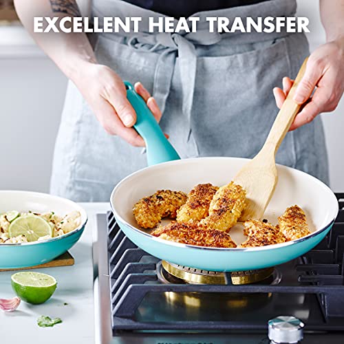 GreenPan Rio Healthy Ceramic Nonstick 8" and 10" Frying Pan Skillet Set, PFAS-Free, Dishwasher Safe, Turquoise
