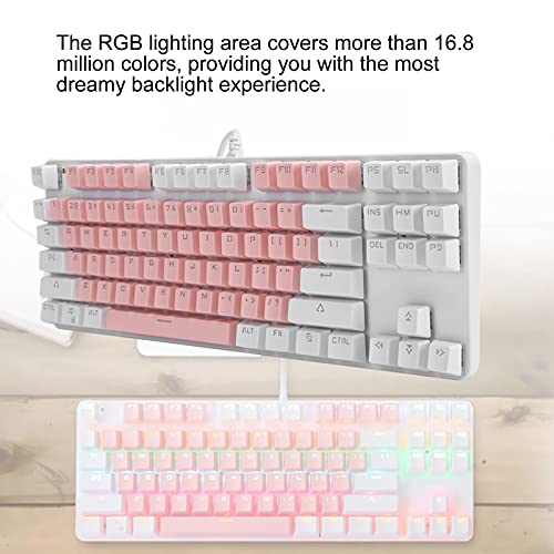 GOWENIC Green Axis Mechanical Keyboard, Gaming Keyboard, Computer Supplies, USB Wired Backlight Double Color 87 Button Count, for Laptop, Desktop, Computer, PC, Ergonomic Design