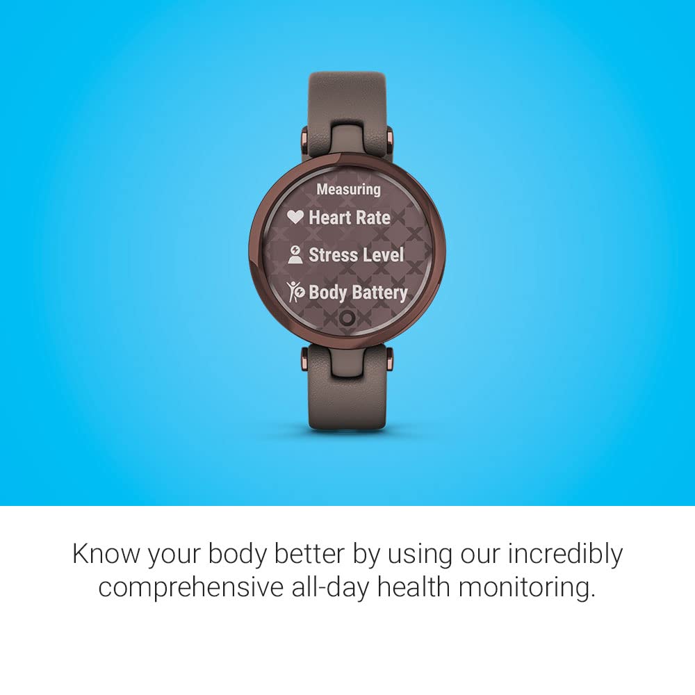 Garmin Lily™, Small GPS Smartwatch with Touchscreen and Patterned Lens, Dark Bronze (Renewed)