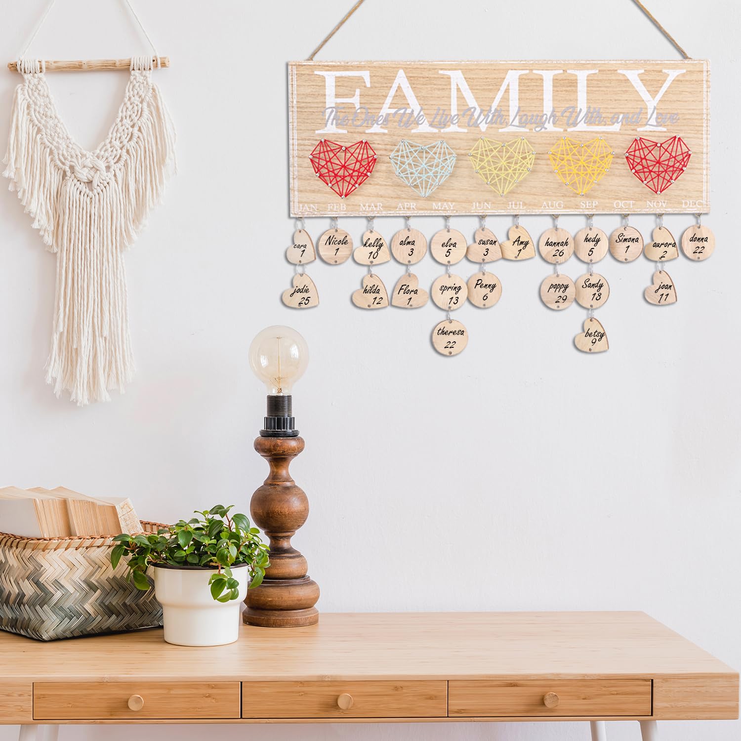 ElekFX Mom Gifts Family Birthday Reminder Calendar Hanging Board/Important Dates Tracker Home Decorative Plaque Wall Hanging DIY Creative Gifts (This is us)