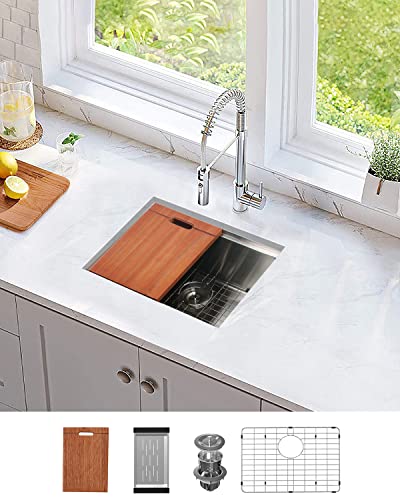 Homtone 22x18 Inch Workstation Kitchen Sink Undermount, Stainless Steel 10" Deep Single Bowl Sink, Workstation Sink with Accessories