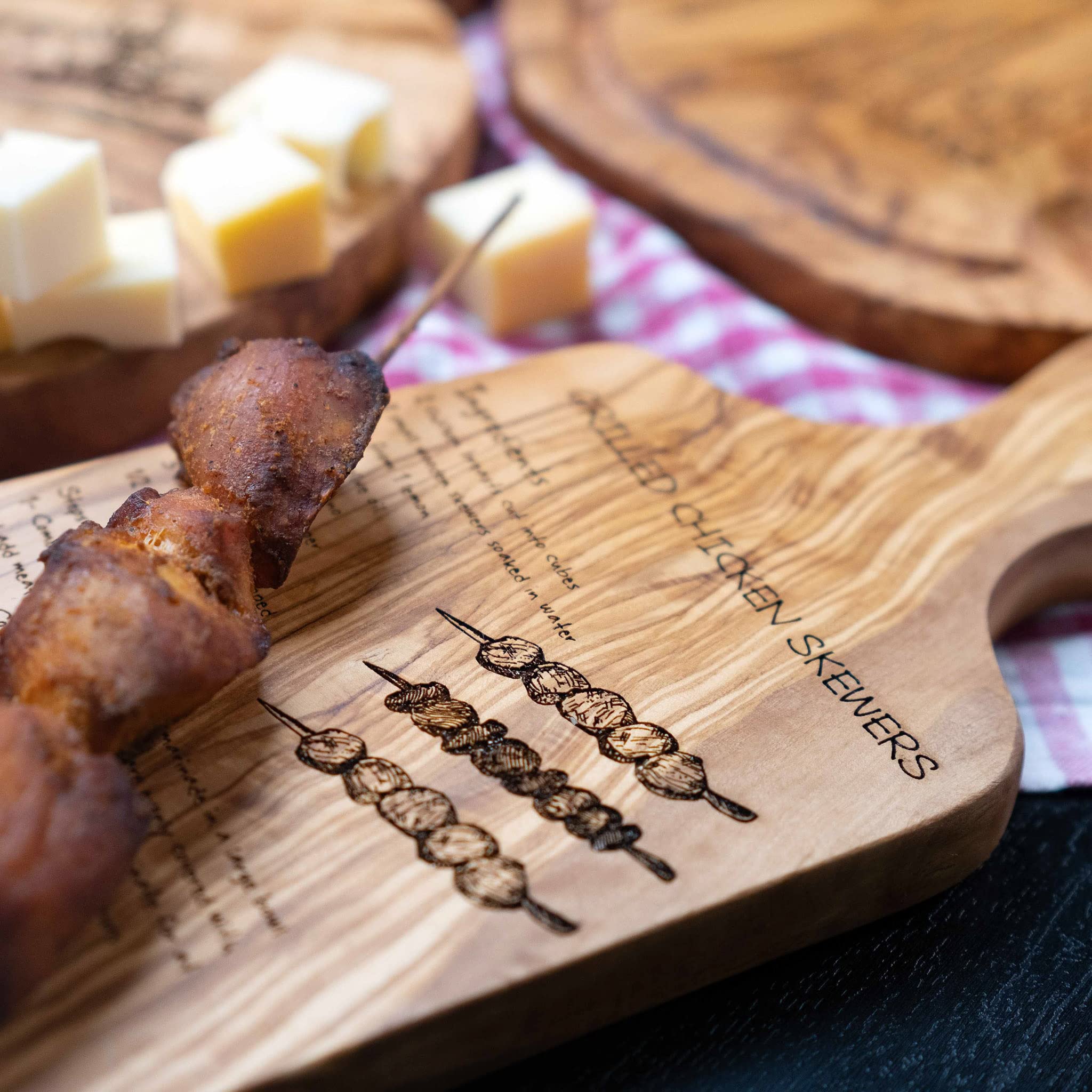 Forest Decor Olive Wood Recipe Cutting Board with Handle, Handcrafted Recipe Cutting Board, Custom Recipe Engraved Board, Perfect Handwriting Recipe Gift, Family Recipe, 12x6