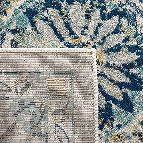 SAFAVIEH Evoke Collection 3' x 5' Ivory/Blue EVK252C Boho Non-Shedding Living Room Bedroom Accent Rug