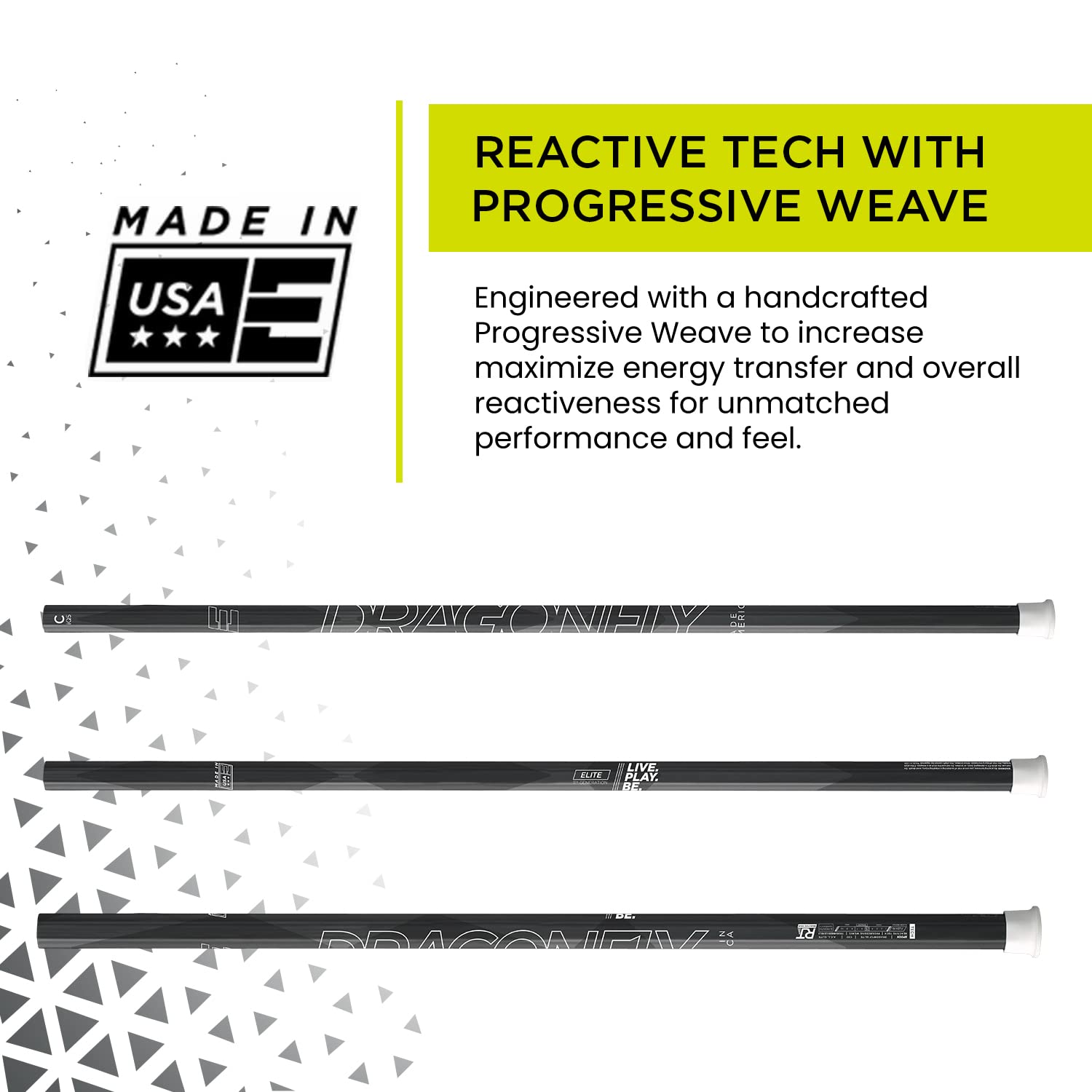 Epoch Dragonfly Elite II Lacrosse Shaft for Attack/Midfield, 30" Soft Flex iQ9, Xtreme Concave Geometry, Lightweight and Durable Stick with Advanced Carbon Layering and Progressive Weave, Made in USA