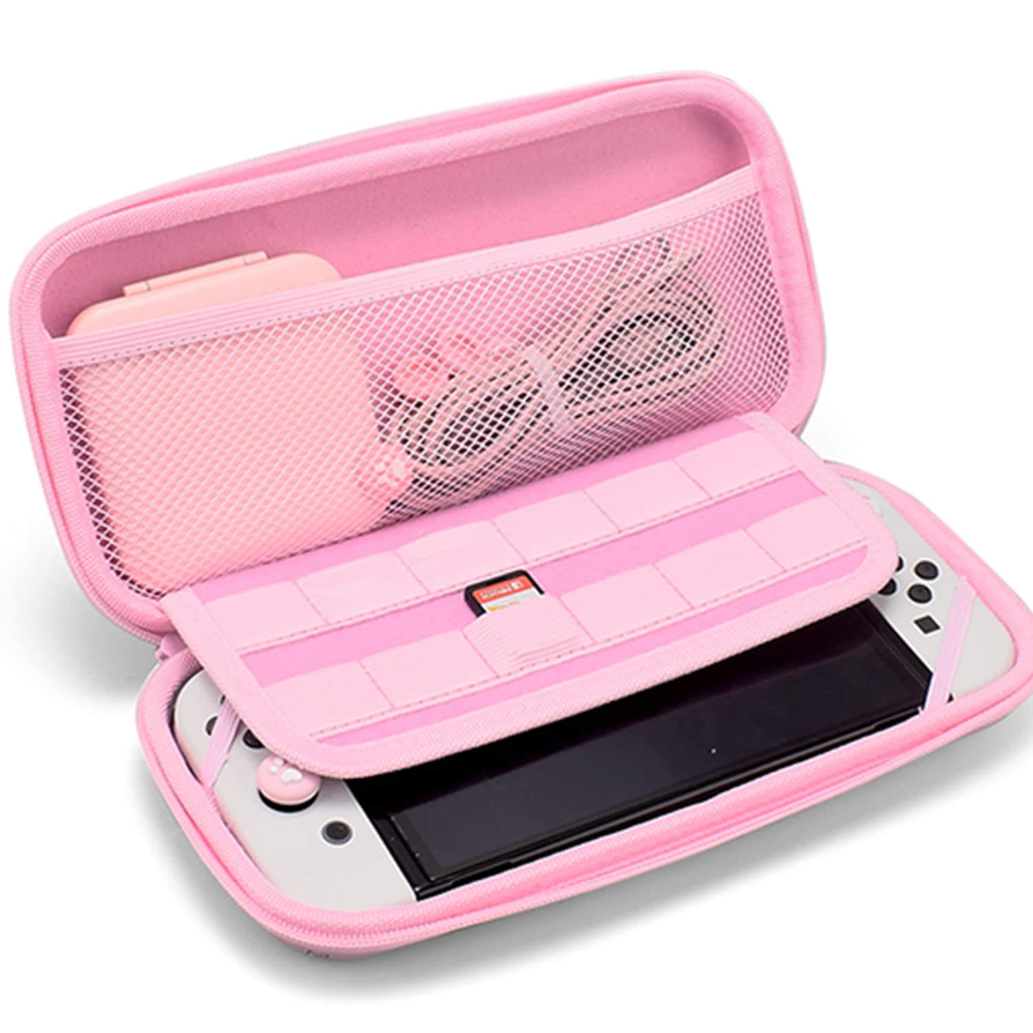 EMOZNY Switch OLED Case,Unicorn Switch Accessories for Girls,Cute Carrying Case for Nintendo Switch OLED Hard Shell Pink
