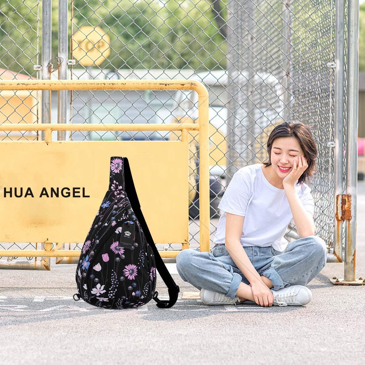 HUA ANGEL Travel Sling Bag, Trendy Crossbody Bags Hiking Backpack Purse Chest Bag One Shoulder Daypack with Convertible Strap