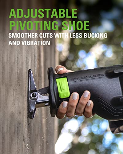 Greenworks 24V Brushless (1-1/8") Cordless Reciprocating Saw (2,7000 SPM), 4.0Ah Battery and Compact Charger Included