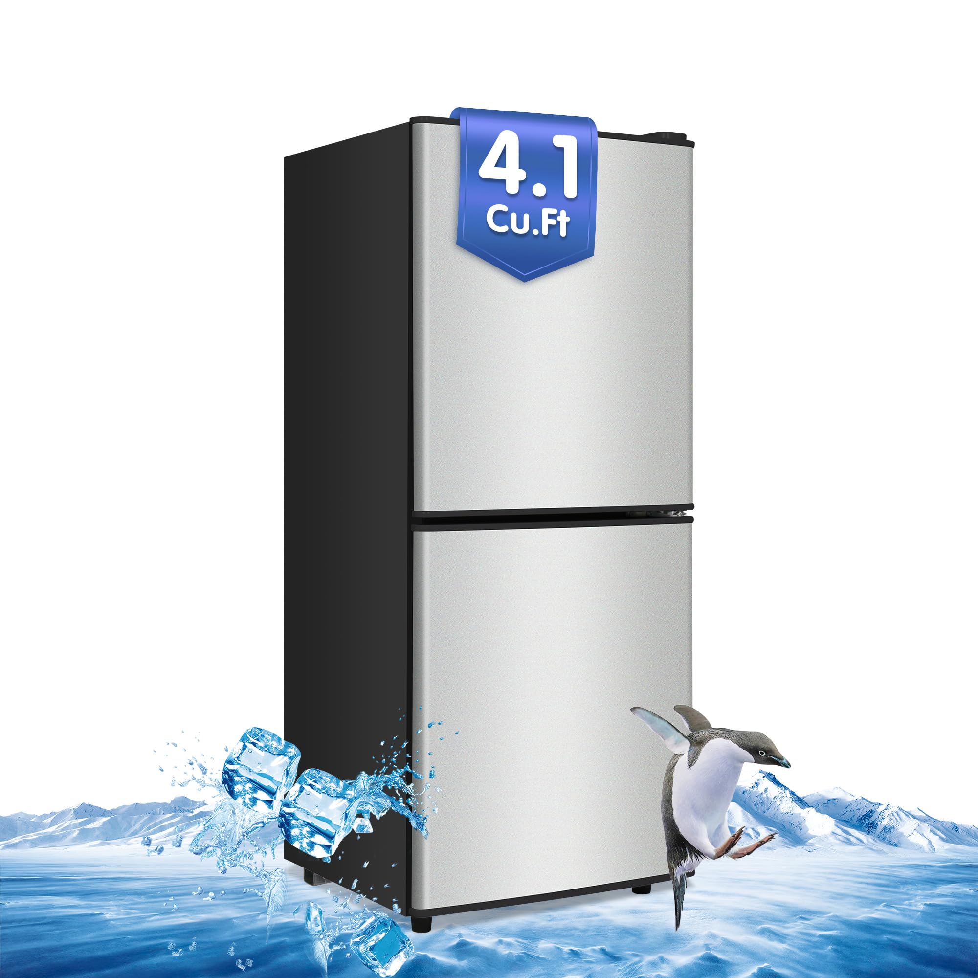 OOTDAY Mini Fridge with Freezer, 4.1 Cu. Ft. Compact Mini Refrigerator, Door Mini Fridge with freezer, Upright for Dorm, Bedroom, Office, Apartment- Food Storage or Drink Beer
