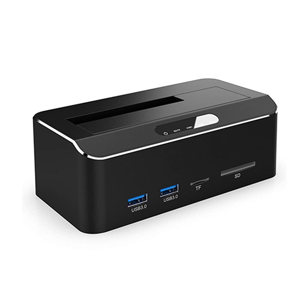 KJHD External 2.5"/3.5" USB 3.0 5Gbps SATA Hard Drive Docking Station HDD SSD Box 2 x USB 3.0 Hub TF/SD Card Reader Support UASP