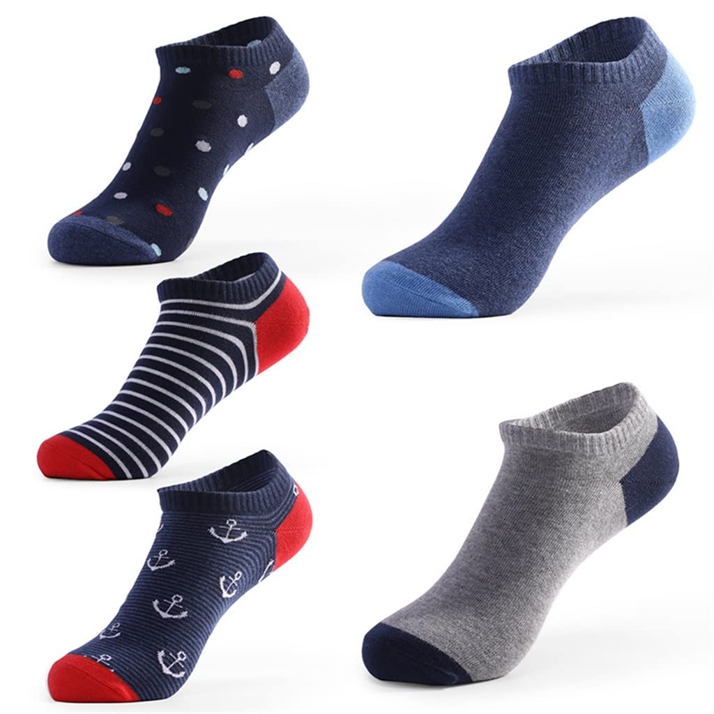 GPPZM 5 Pairs Men's Socks Summer Large Size Breathable Socks Cotton Shallow Mouth low-top Male Socks