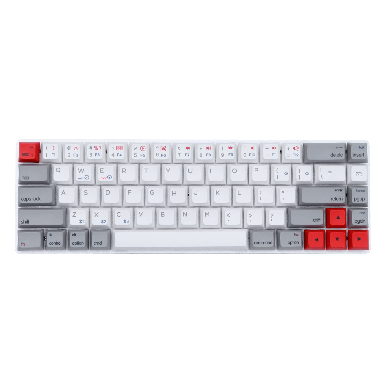 EPOMAKER NT68 65% RGB Hotswap Bluetooth 5.1 Wireless Wired Mechanical Gaming Keyboard with Foldaway Stand, 1900mAh Battery for Mac/Win/Gamer (Chocolate Brown Switch, Grey White for Win)