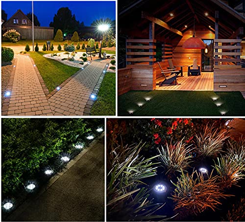 KAQ - Upgraded Solar Ground Lights, Super Bright Outdoor Garden in-Ground Lights, Waterproof Solar Garden Lights, Landscape Lights for Yard, Pathway, Lawn, Patio, Deck, Walkway (Cool White 8PK)