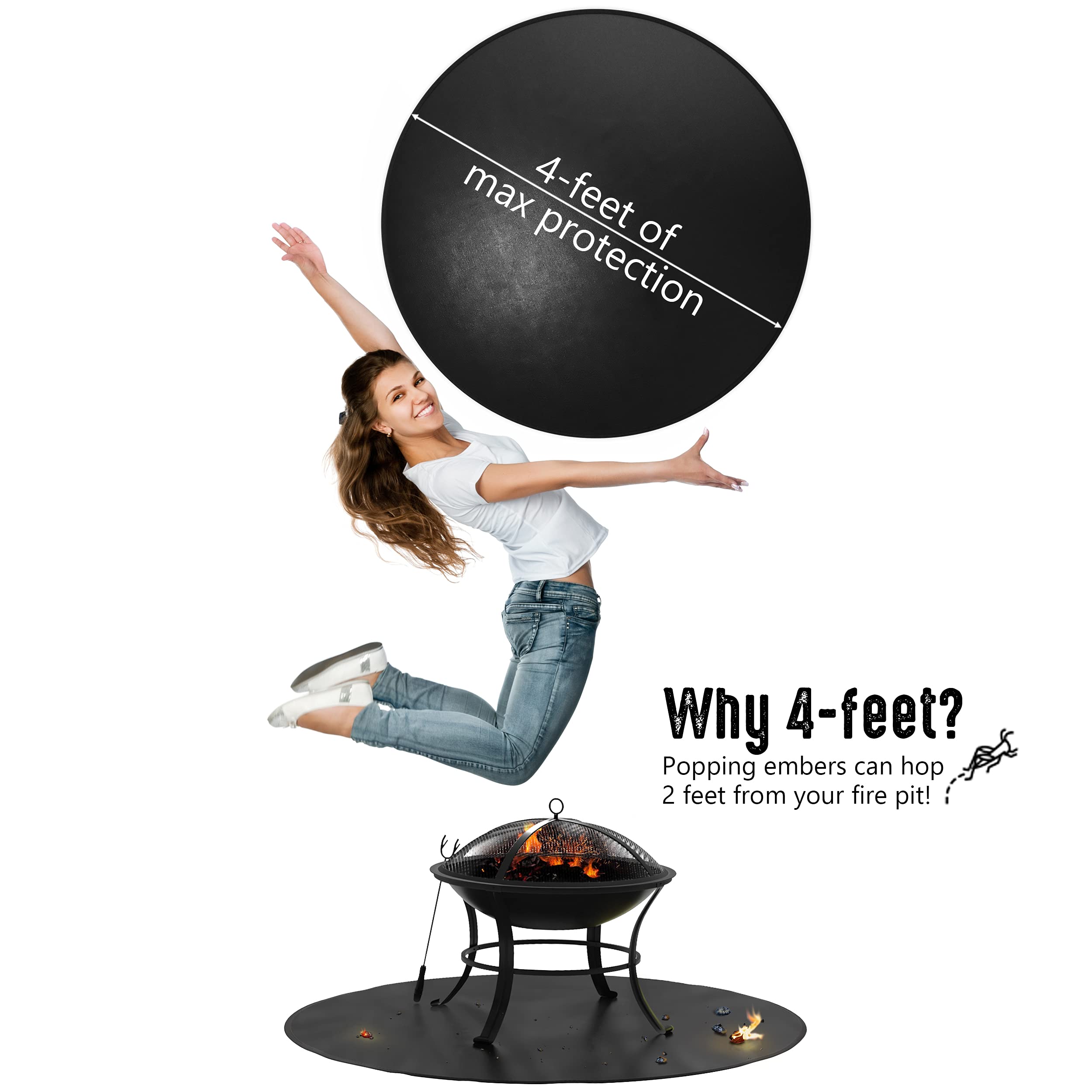 Fire Pit Mat for Under Fire Pit - 48" Fireproof mat, Grill Mats for Outdoor Grill Deck Protector, Grill Mats for Decks, Under Grill Mat, Grill Mats, BBQ Mat for Under BBQ, Patio Mat
