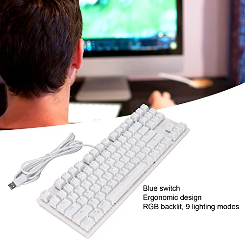 Gaming Keyboard, Plug and Play RGB Backlit Ergonomic Design 87 Keys Wired Keyboard for Laptop for Desktop for Game