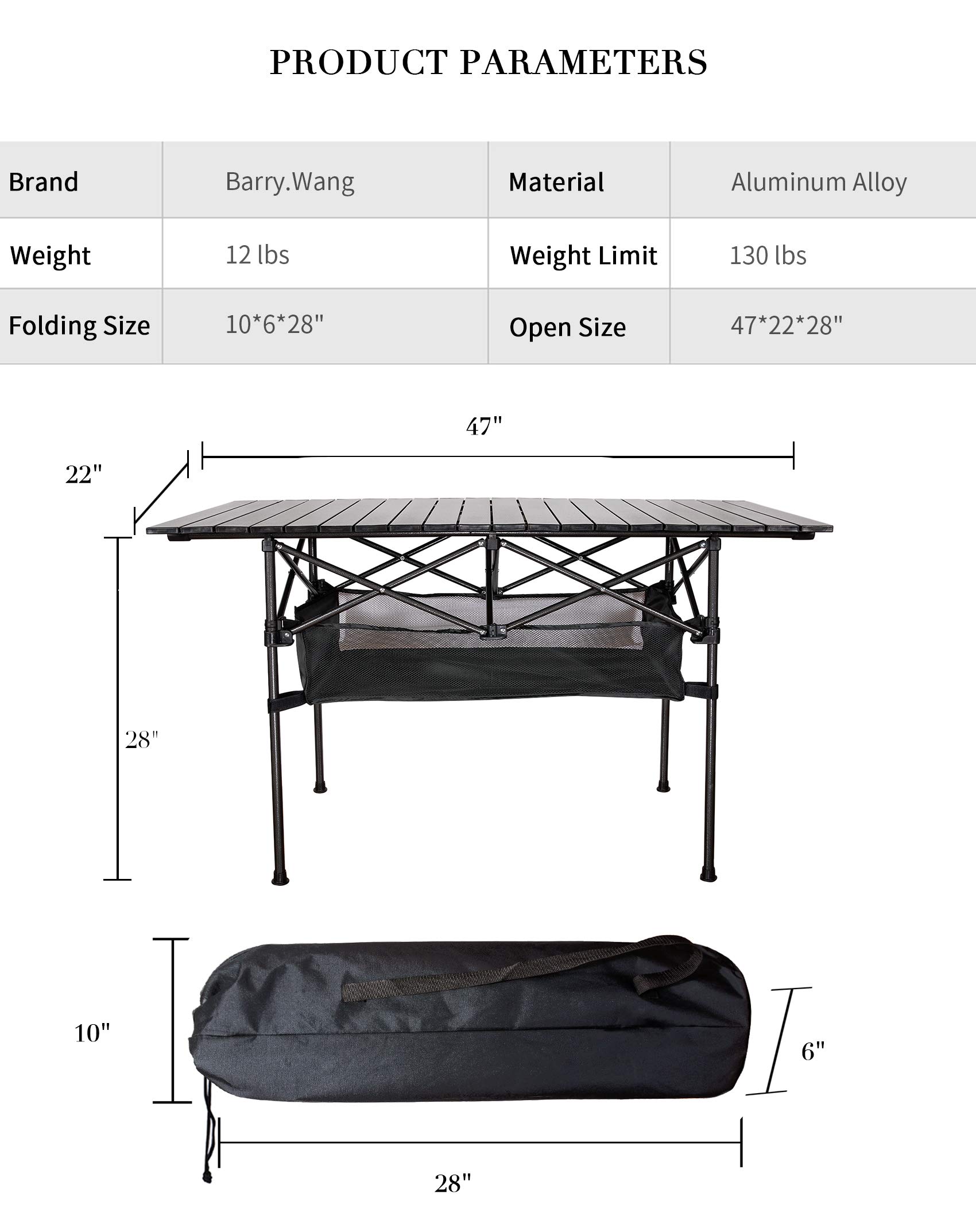 Easy Carry Camping Table, Folding Portable Table with Storage Bag Heavy Duty RV BBQ Cooking