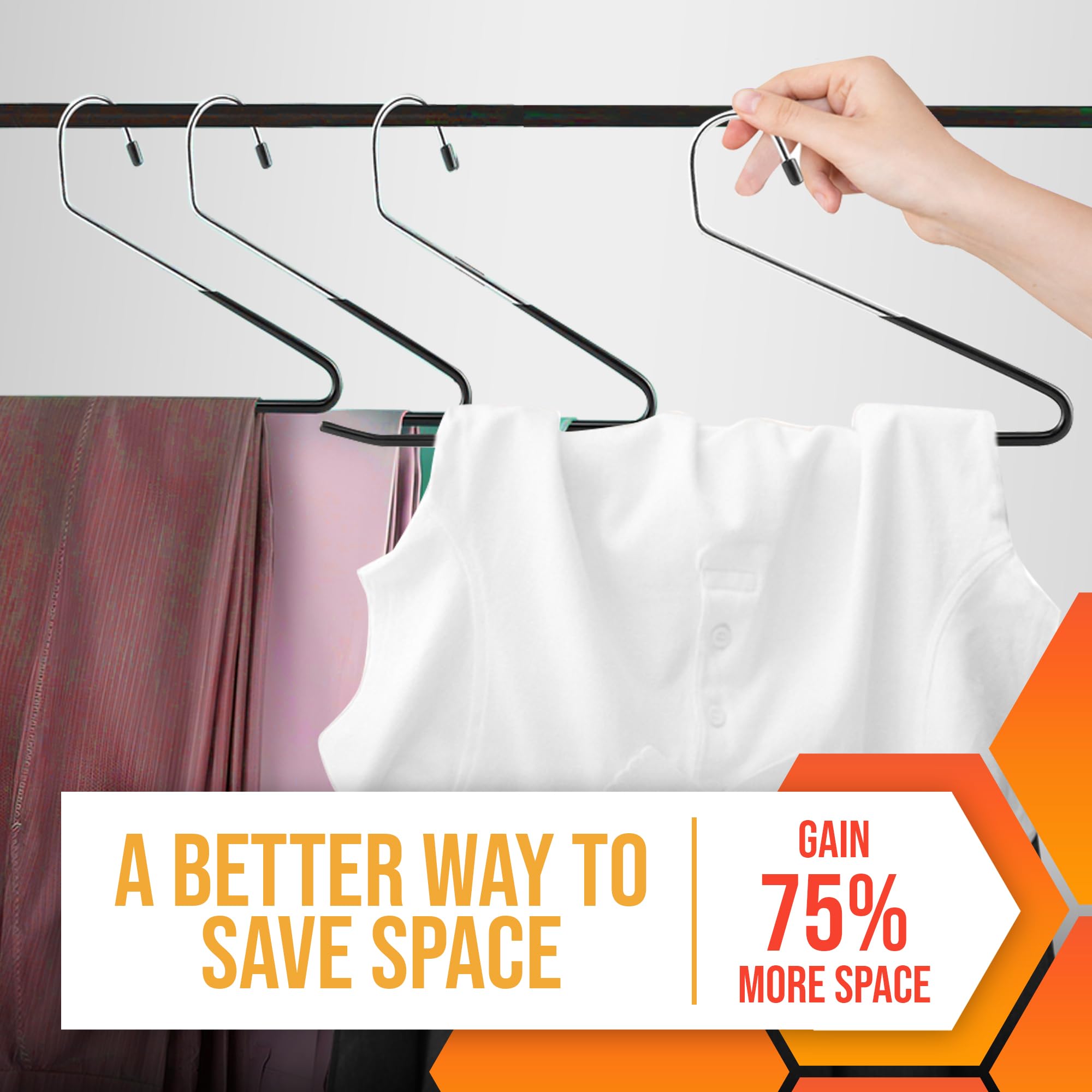 Open Ended Pants Hangers 20 Pack Non Slip Pants and Jean Hangers for Closet Space Saving Clothes Hanger Strong, Durable, Organize Your Closet and Save Space Skirt Hangers Black
