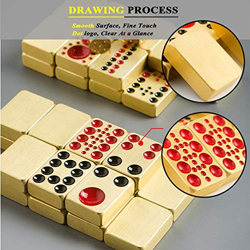 GAMONE Professional Creative Styling Brass Carved Pai Gow Material Drawing Process Dominoes Family Casino Game Appliances (Color : Preto)