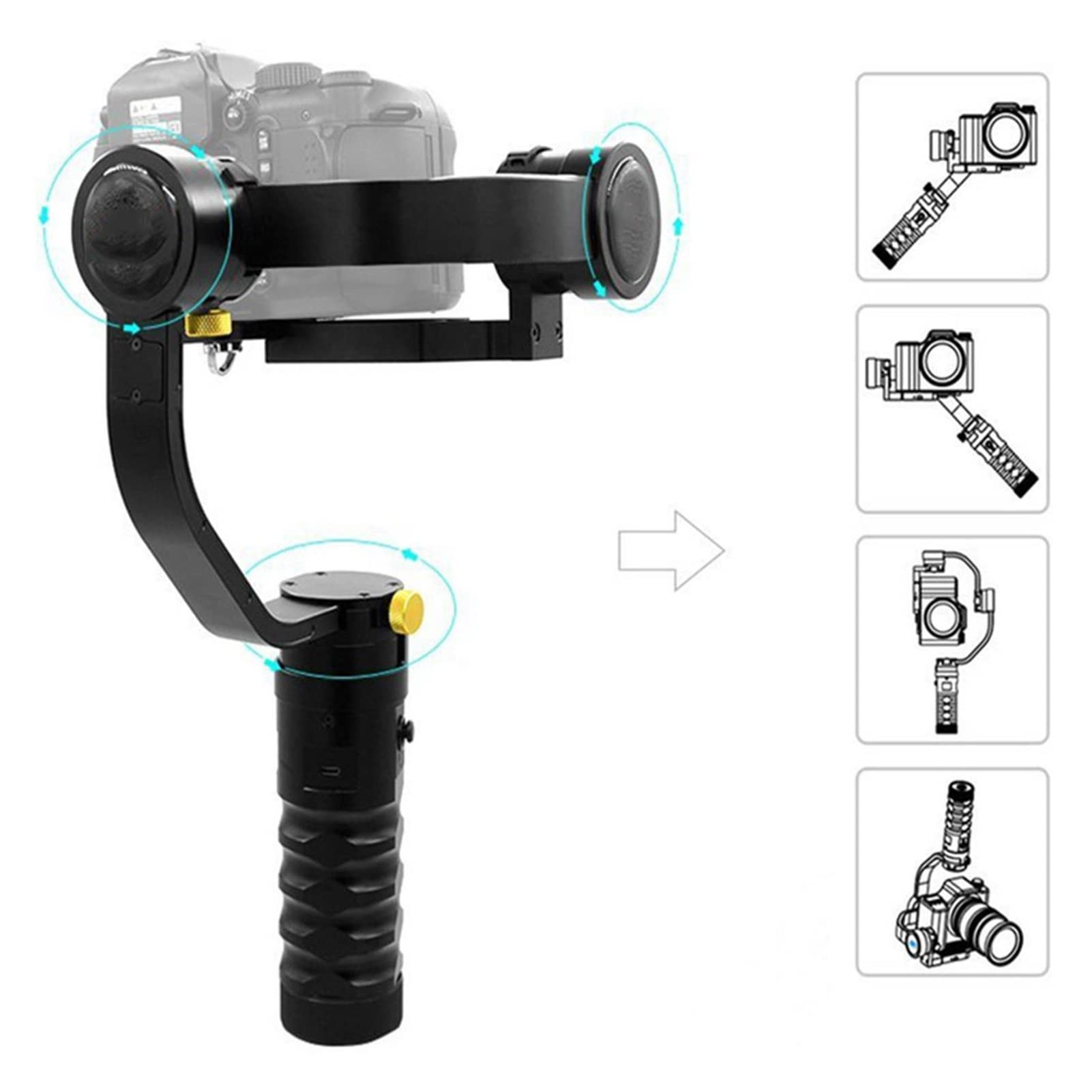 DONCK Action Camera Stabilizer SLR Camera Handheld Stabilizer Three-axis Gyroscope Camera Electric Anti-Shake Pan Tilt for Outdoor Video Recording