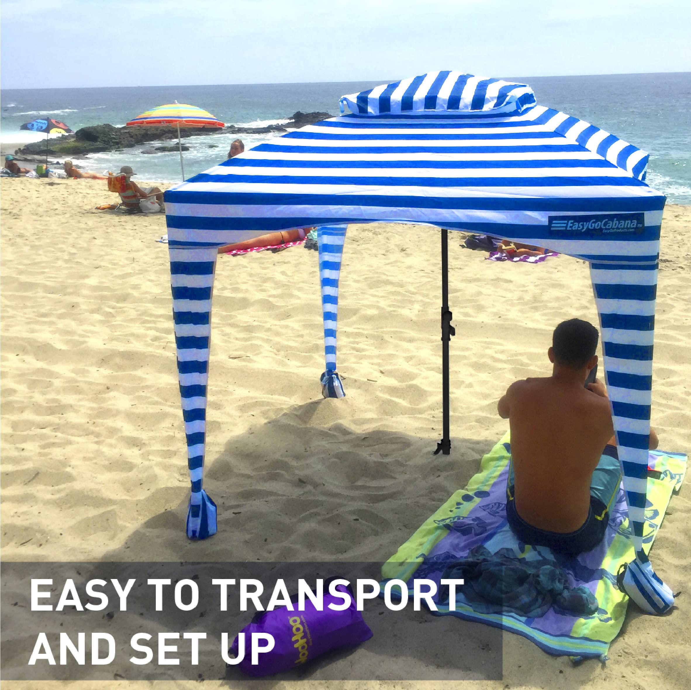 EasyGO Cabana 6' X 6' Beach & Sports Cabana Stays Cool & Comfortable - Easy Assembly - Large Shade Area-Elegant & Classy,Black,EGP-CBN-001-