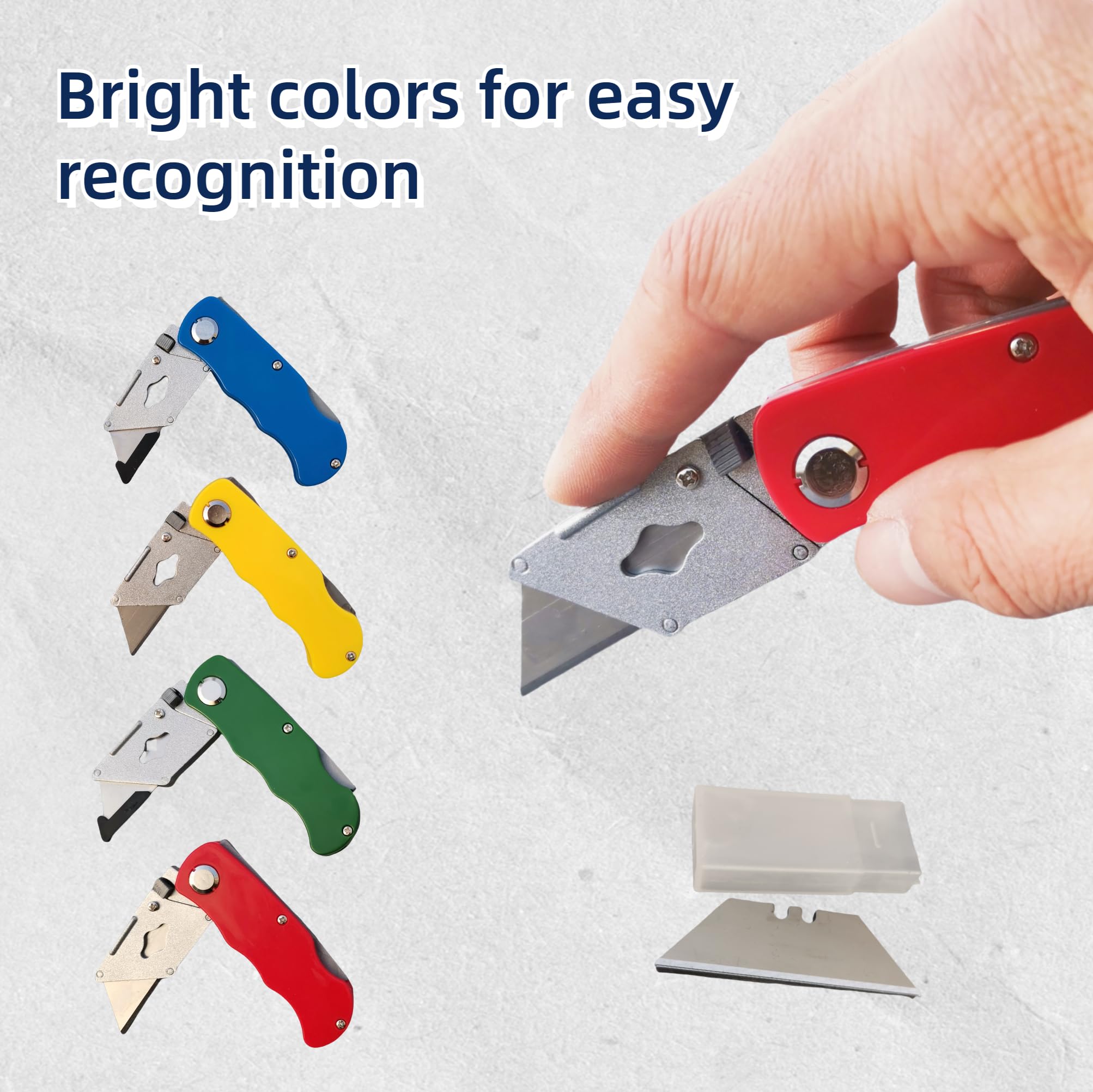 Knifsincisiv 4 Pack Folding Box Cutter Utility Knife Folding with Extra 20 Blades, Foldable Box Cutters for Cartons Boxes Cardboard Cutter, Razor Knife Utility Knives Box Opener Cutter for Light Duty