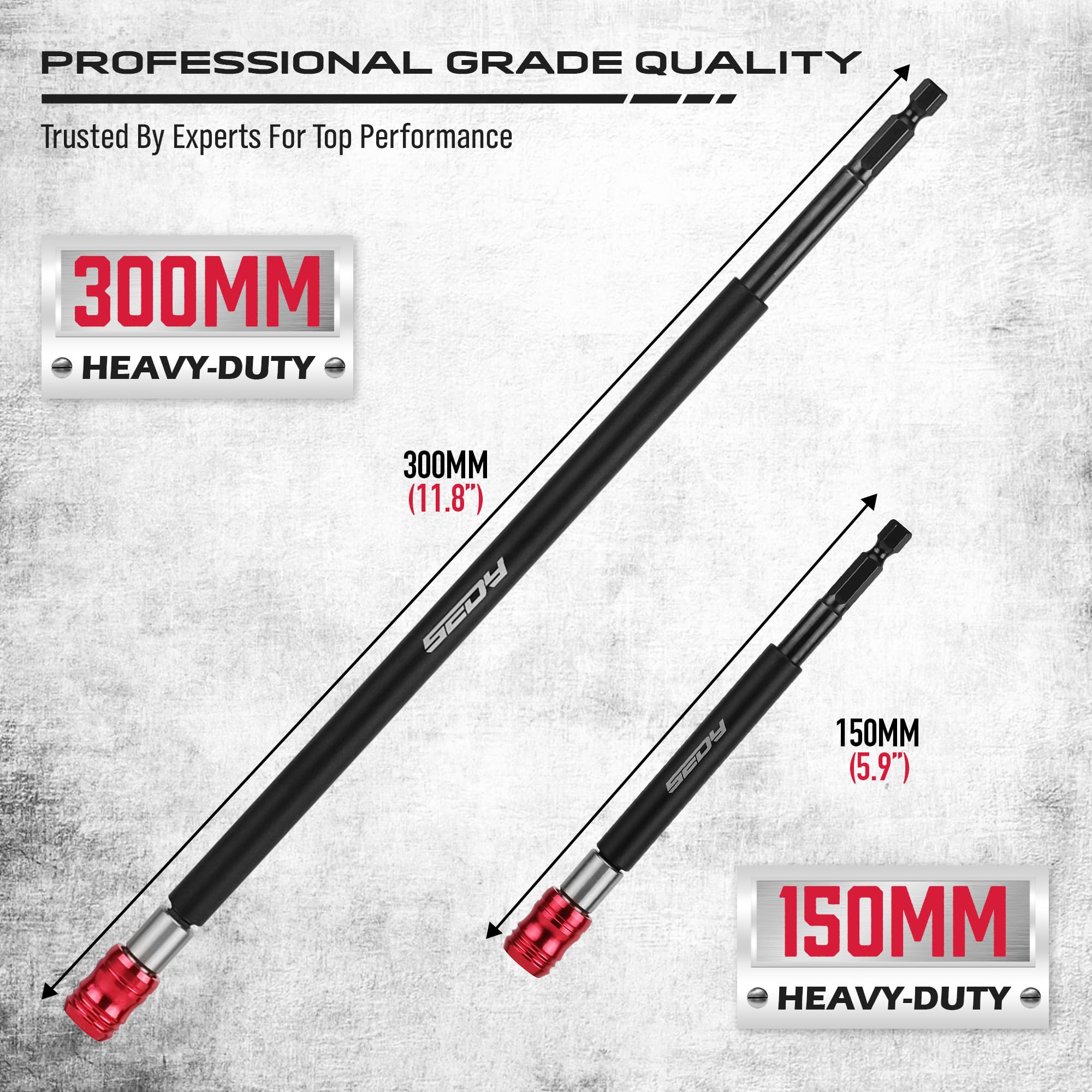 Magnetic Screwdriver Bit Holder Set: 2-Piece 1/4 Inch Hex Shank Quick Release Extension Adapter | Super Straight Durable CR-V Steel | Universal Fit for Impact Driver Bits | 6", 12" Long