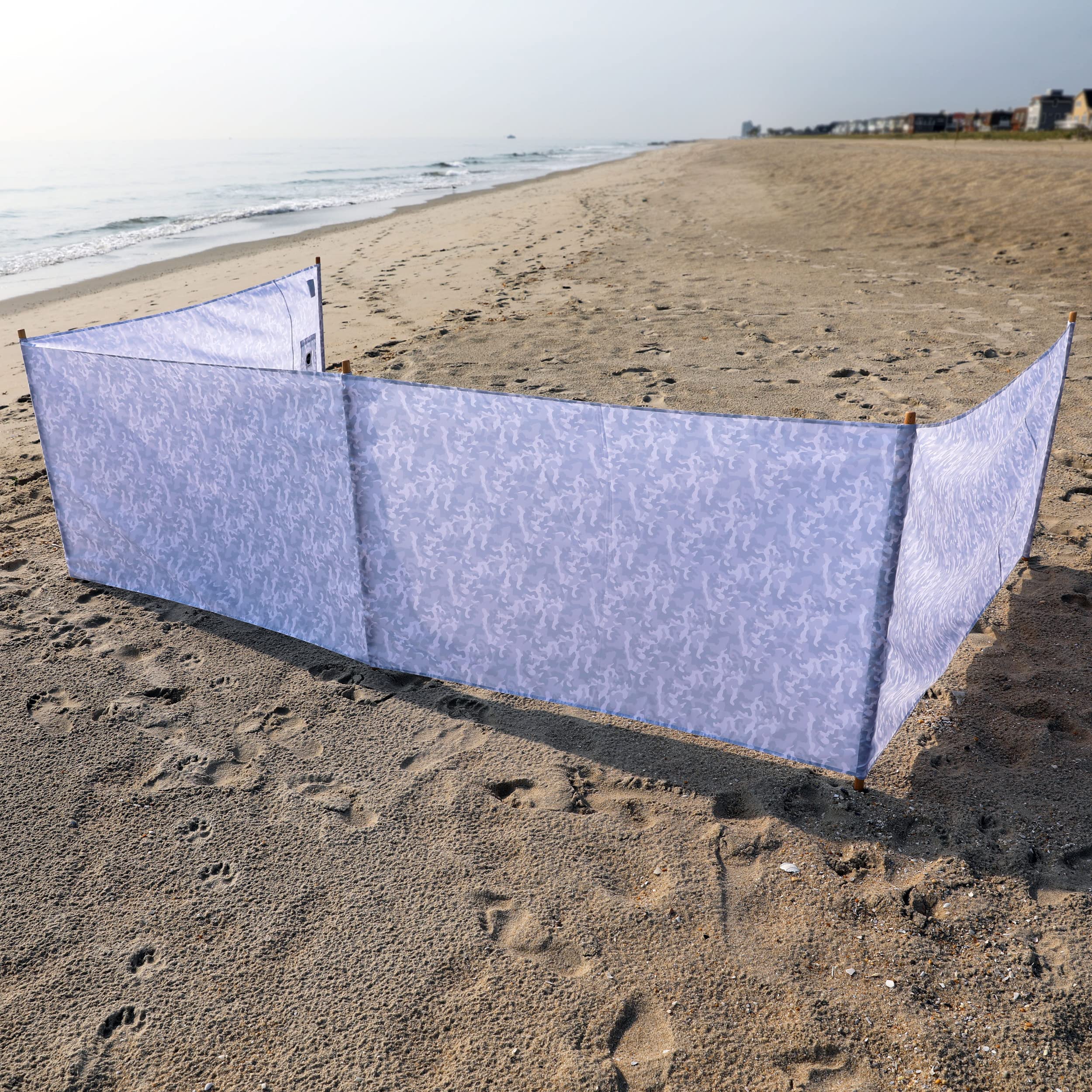 erda Arctic Camo Pro Beach Recycled Polyester Rip-Stop 20 ft Lightweight Windscreen, Privacy Screen, Wind Blocker, Free Matching Shoulder Bag