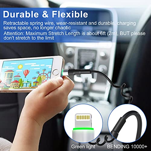 KETAKY Plus Coiled USB C to Lightning Cable MFi Certified & CarPlay Compatible Spring Retractable iPhone Charging Cord 20W PD Fast Charge | Data Sync for iPhone 14|13|12|11 Pro|X|iPad|iPod
