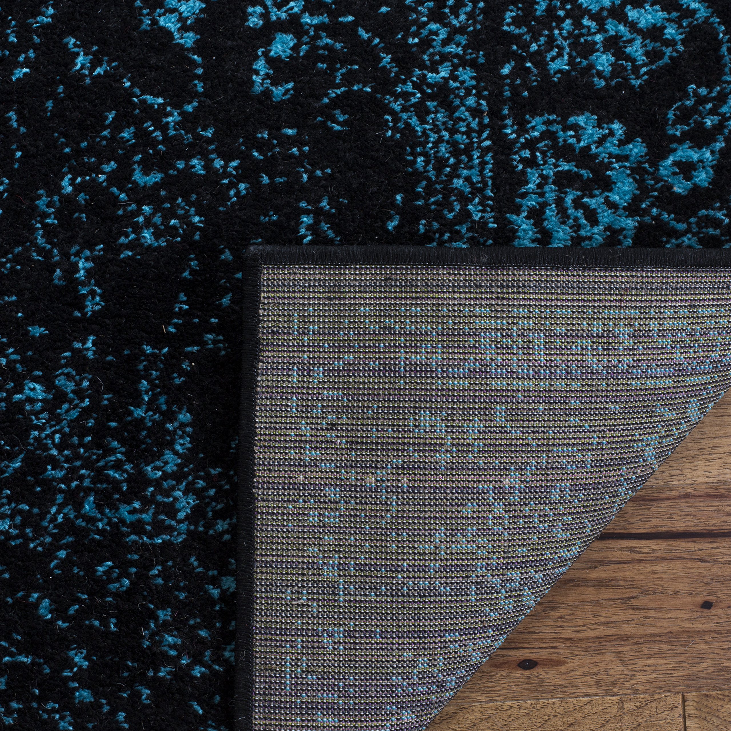 SAFAVIEH Adirondack Collection 6' Square Black / Teal ADR109K Oriental Distressed Non-Shedding Living Room Bedroom Dining Home Office Area Rug
