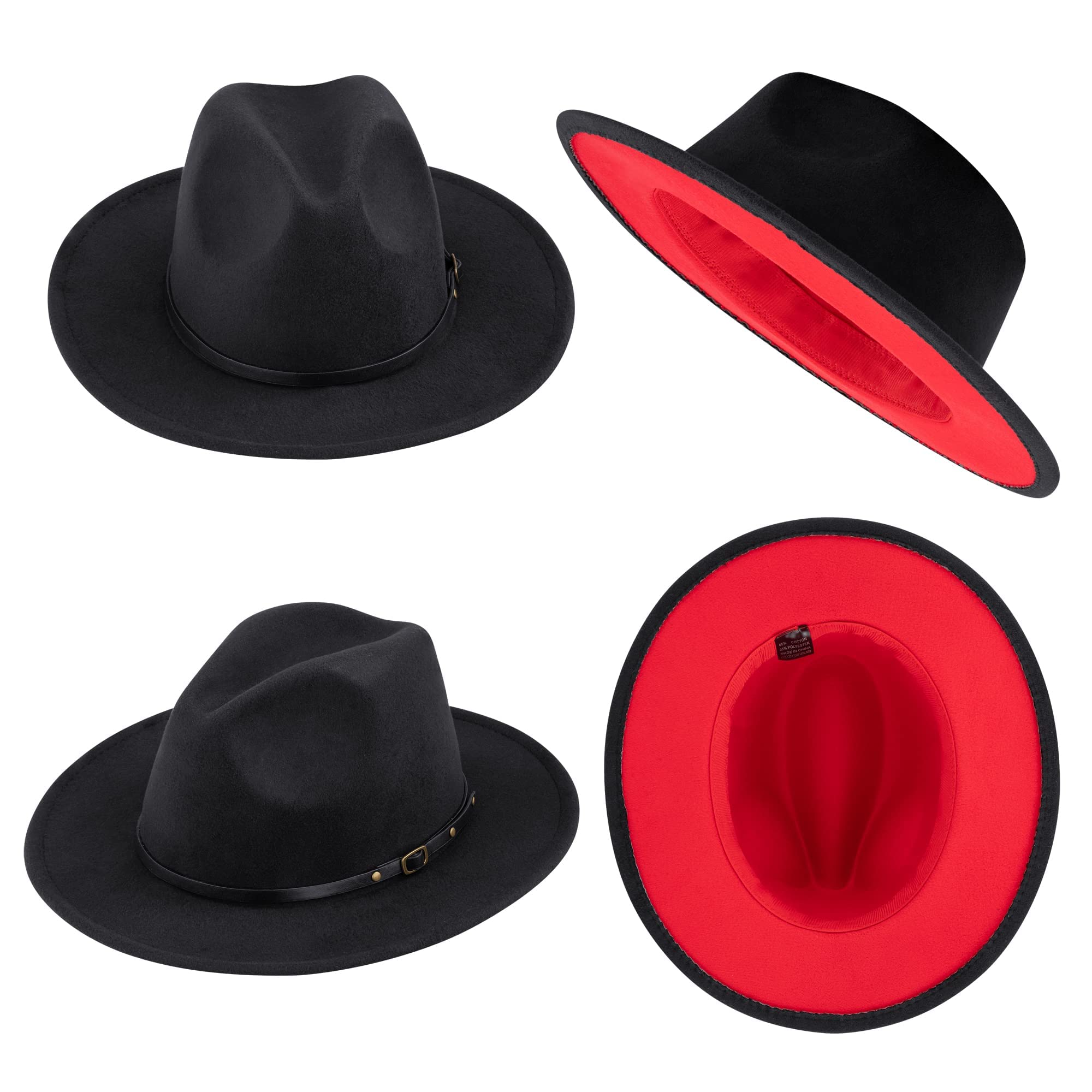 Fedora Hats for Women & Men Classic Wide Brim Fedora Hat Two Tone Hat Panama Cap Casual Hats with Belt Buckle