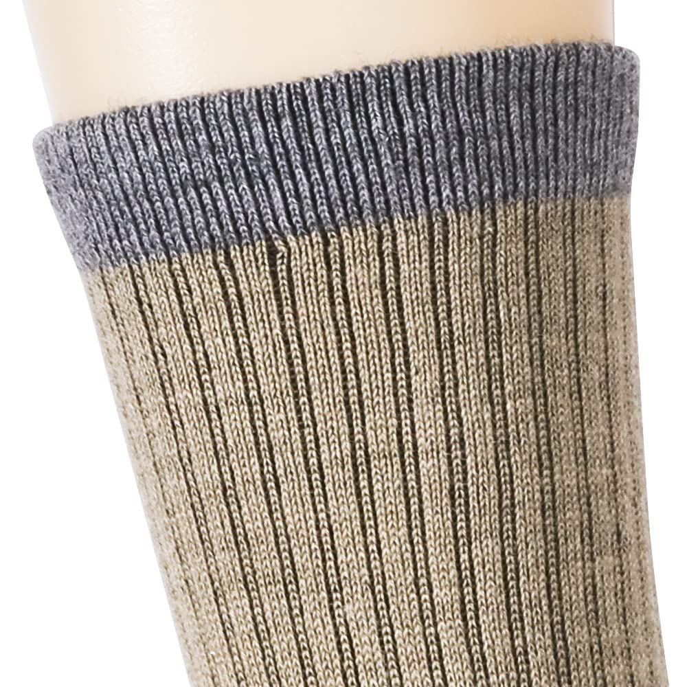 EnerWear 4 Pack Women's Merino Wool Outdoor Hiking Trail Crew Sock (US 9-11, Khaki E)