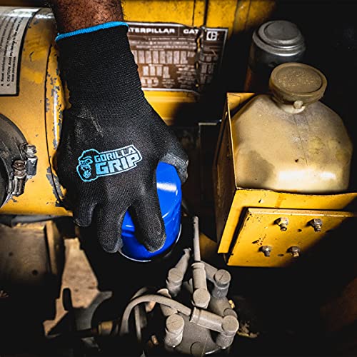 Gorilla Grip Never Slip, Maximum Grip All-Purpose Gloves (Large), Black