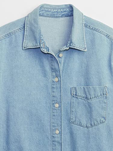 GAP Womens Big Button Down Shirt, Light Wash, X-Large US