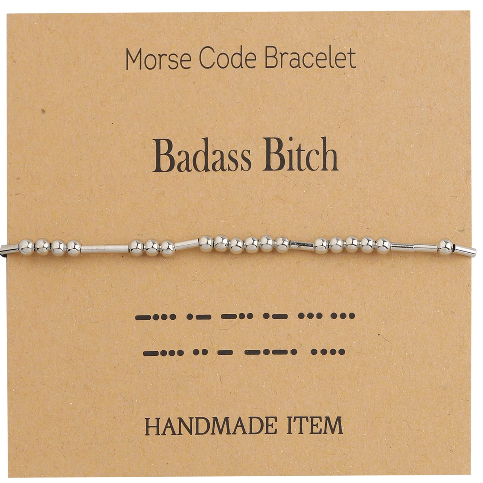 FEELMEM Badass Bitch Gifts Badass Bitch Morse Code Bracelet Cancer Awareness Jewelry for Survivor Cancer Bitch Fighter Gift (Morse Code)