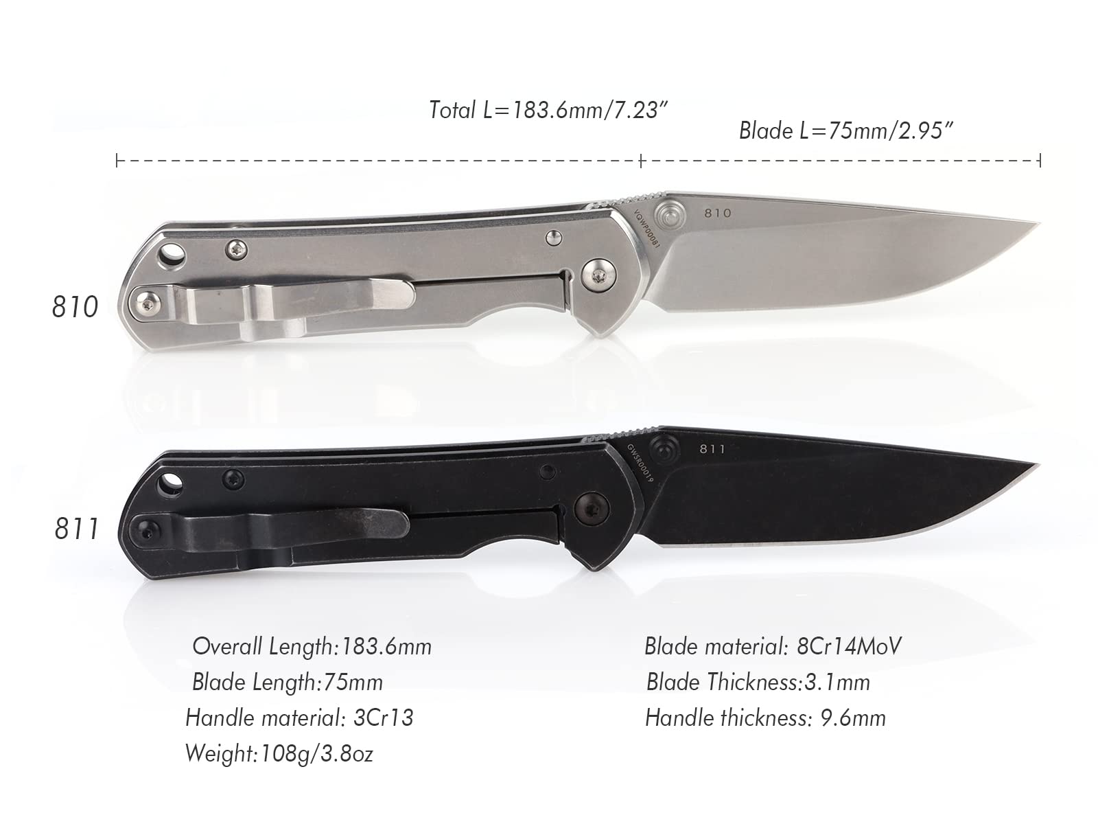 Land Knives Pocket Folding Knife EDC Knife 8Cr14MOV Blade Stone Wash Frame Lock Fishing Knife with Pocket Clip 810