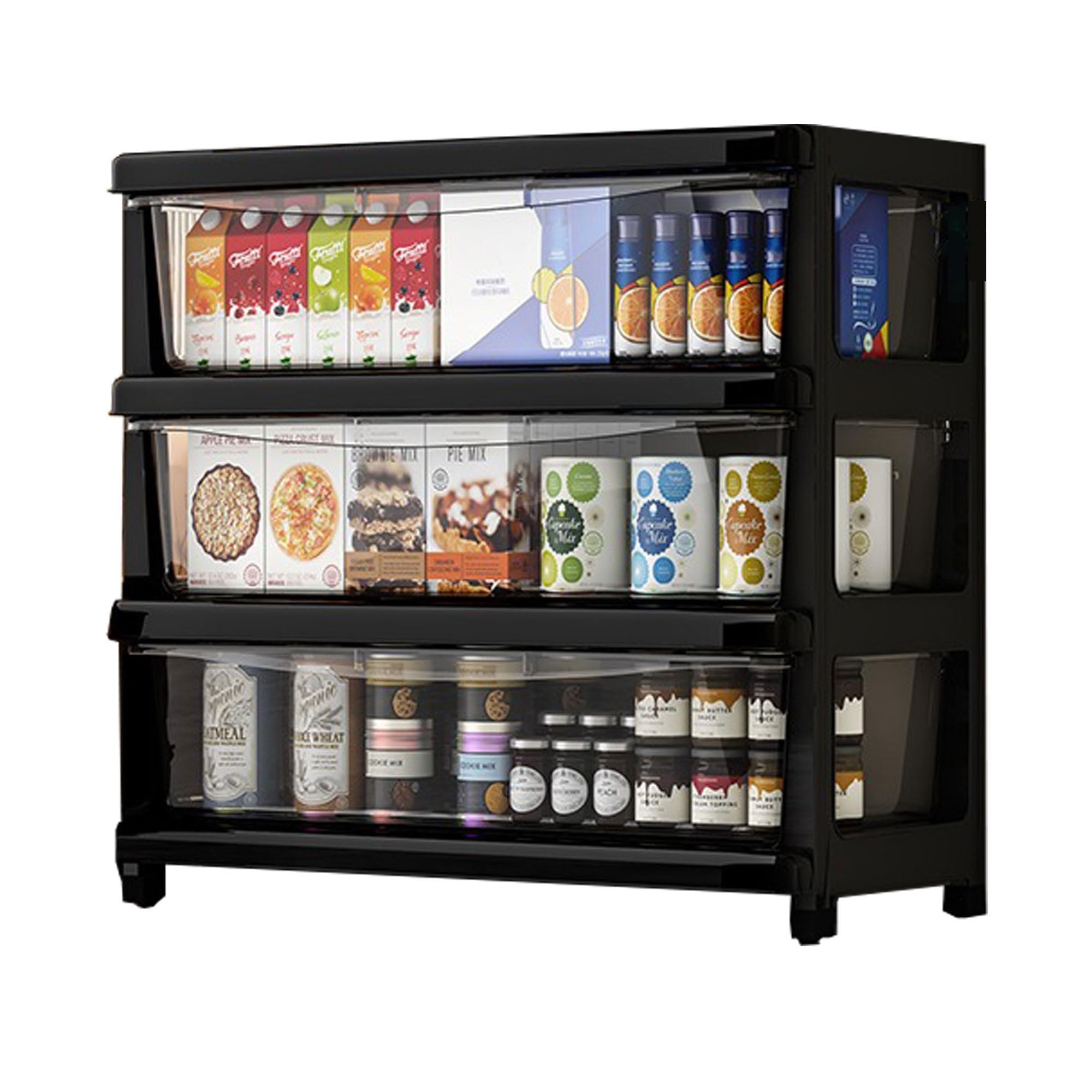 HyzXqq Plastic Storage Drawer Cart,3 Large Clear Drawers,3drawer Storage-with Wheels,plastic Drawer Storageļ¼storage Drawers Plastic,Suitable For Bedroom, Living Room, Kitchen, Bathroom(Black-hdw)