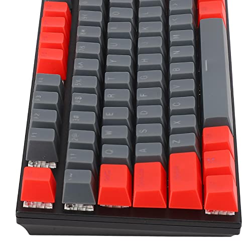 Gaming Keyboard, USB Wired Keyboard All Keys Color Lock Conflict Free 26 RGB Light Effects 87 Keys Waterproof for Laptop Gray and Red