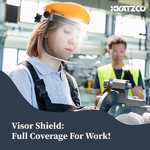 Katzco Clear Full Face Shield Visor Mask β Face And Head Coverage- Ideal For Automotive, Construction, General Manufacturing, Mining, Oil/Gas Uses