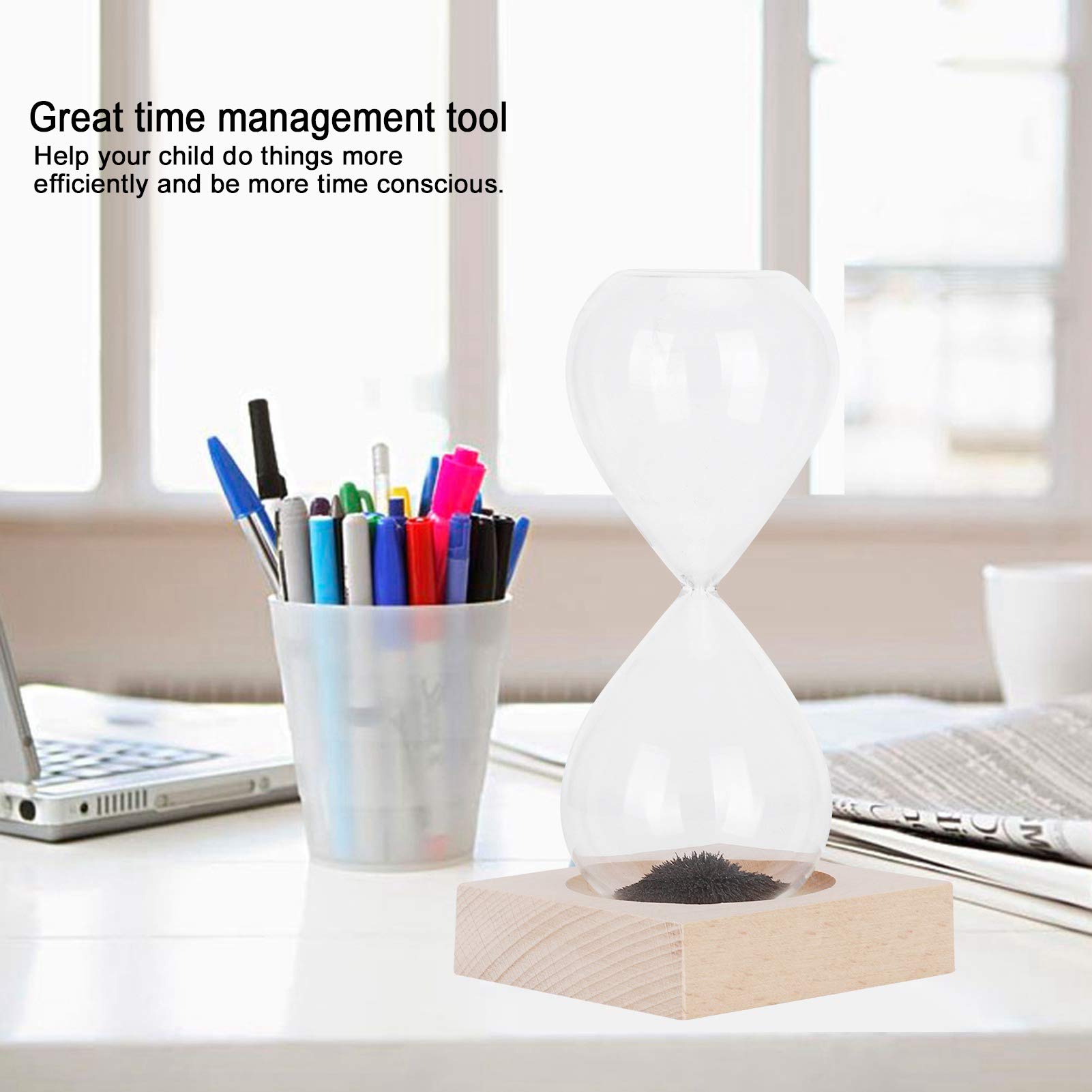 Hourglass Sand Timers, Magnetic Hourglass Birthday Present, Clear Smooth Glass Desk Decor, for Home Decor Birthday Gift