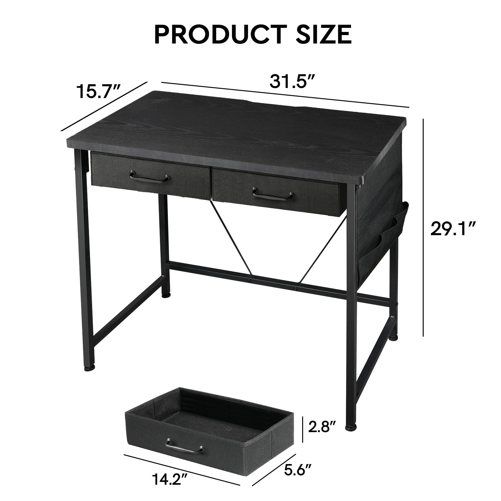 Maihail Maihail Small Desk with Drawers, 31.5 inch Small Computer Desk with Drawers, Writing Desk for Small Spaces, Small Office Desk with Metal Frame, Black