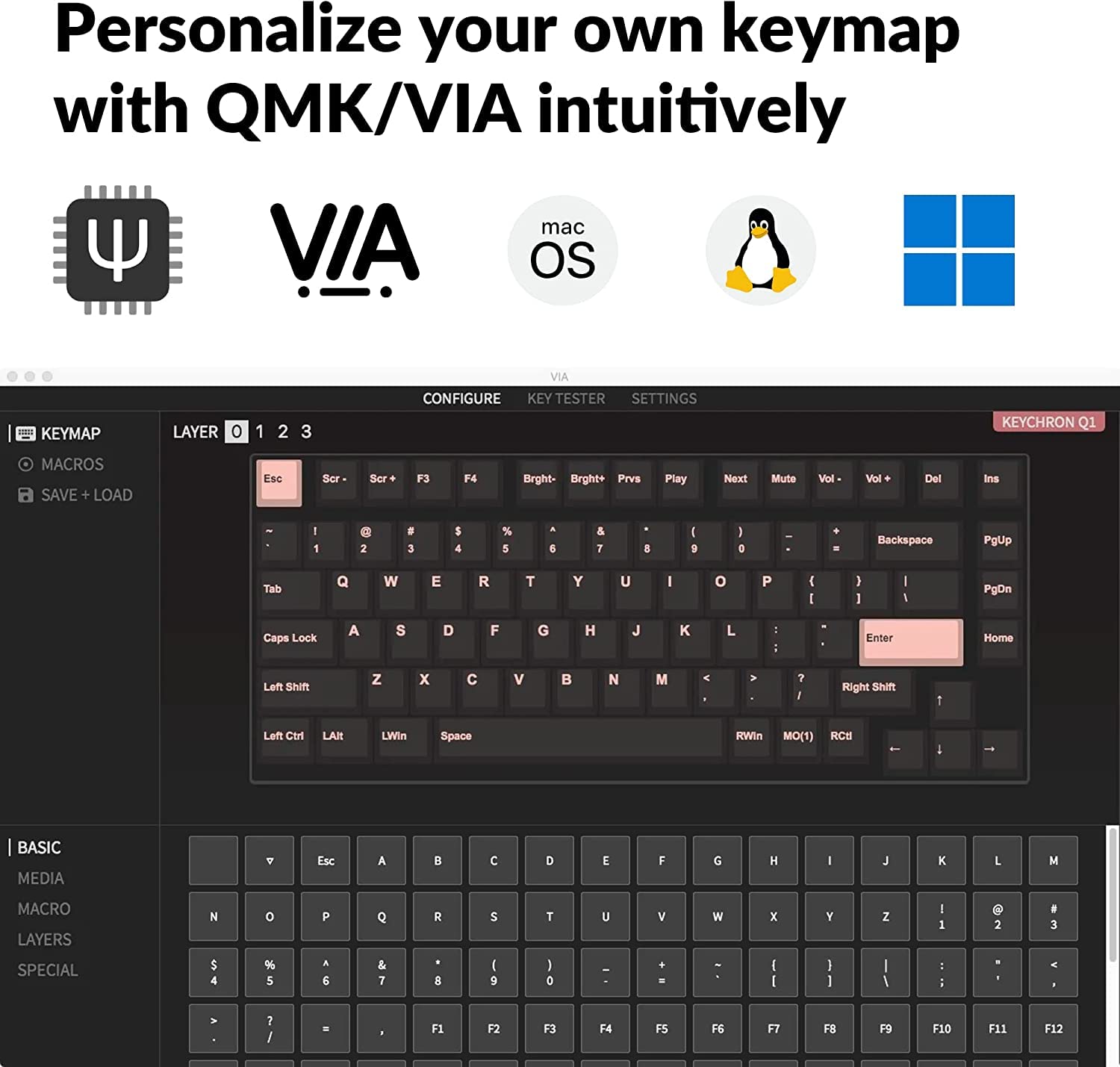 Keychron Q1 QMK/VIA Mechanical Wired Keyboard Knob Version, Hot-Swappable 75% Layout Custom Programmable Macro with Gateron G Pro Brown Switch, Double Gasket, PBT Keycaps for Mac Windows Linux