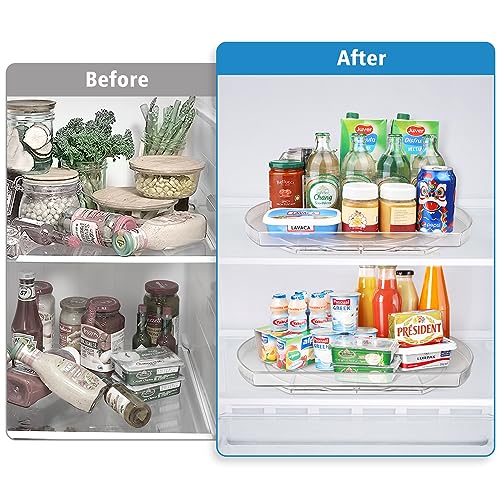 FIRJOY Lazy Susan Turntable for Refrigerator, Square Turntable Organizer for Fridge Cabinet, Pantry, Countertop | 16.5" x 11.1" (Rectangle 1 Pack - Clear)