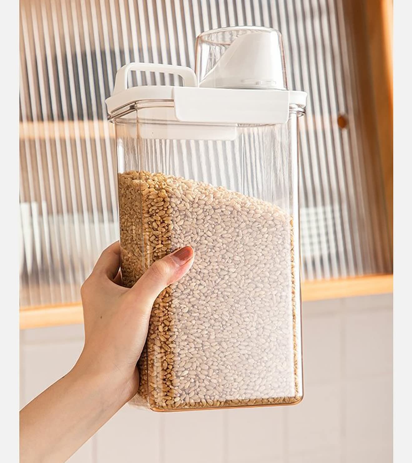 GOSUNA Cereal Dispenser Easy Flow Storage Jar Plastic Grocery Container, Cereal Containers Storage, Food Storage Containers, Dry Food Storage Containers,Multifunctional Kitchen Storage Box (1100ml)