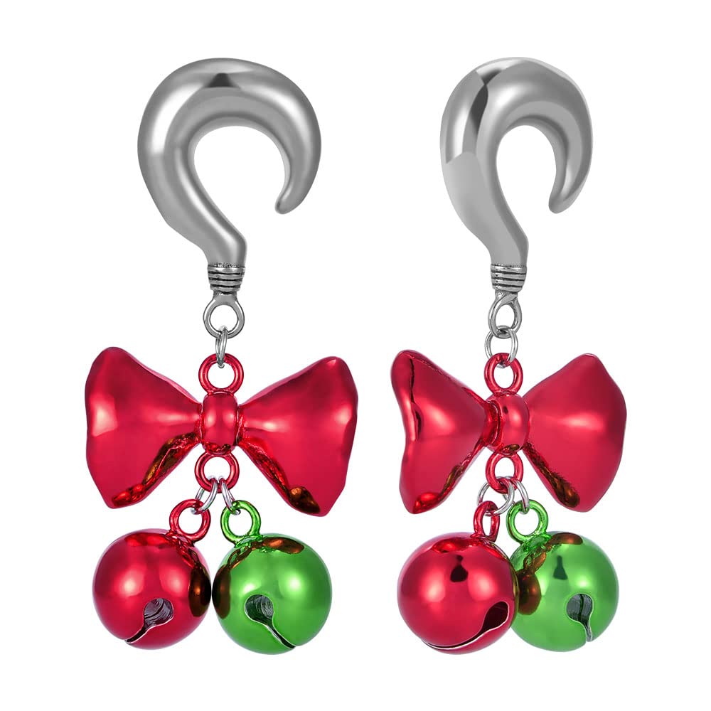 ERKUOO 1 Pair Christmas Ear Weights Hangers for Stretched Ear Tunnel Plug Dangle Ears Gauges Earrings Expander Piercing Gift for Festive Holiday 8g(3mm)