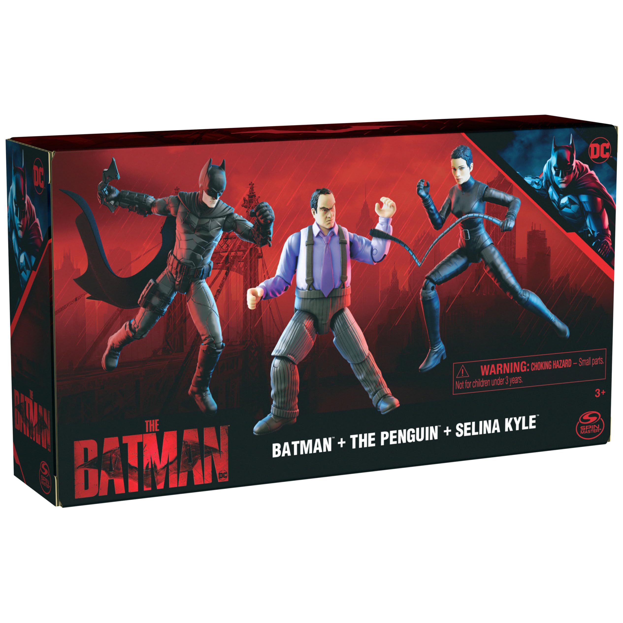 DC Comics, Batman 3-Pack with Exclusive 4” Batman, Selina Kyle, The Penguin Action Figures, 3 Accessories, Batman Movie Kids Toys (Amazon Exclusive)