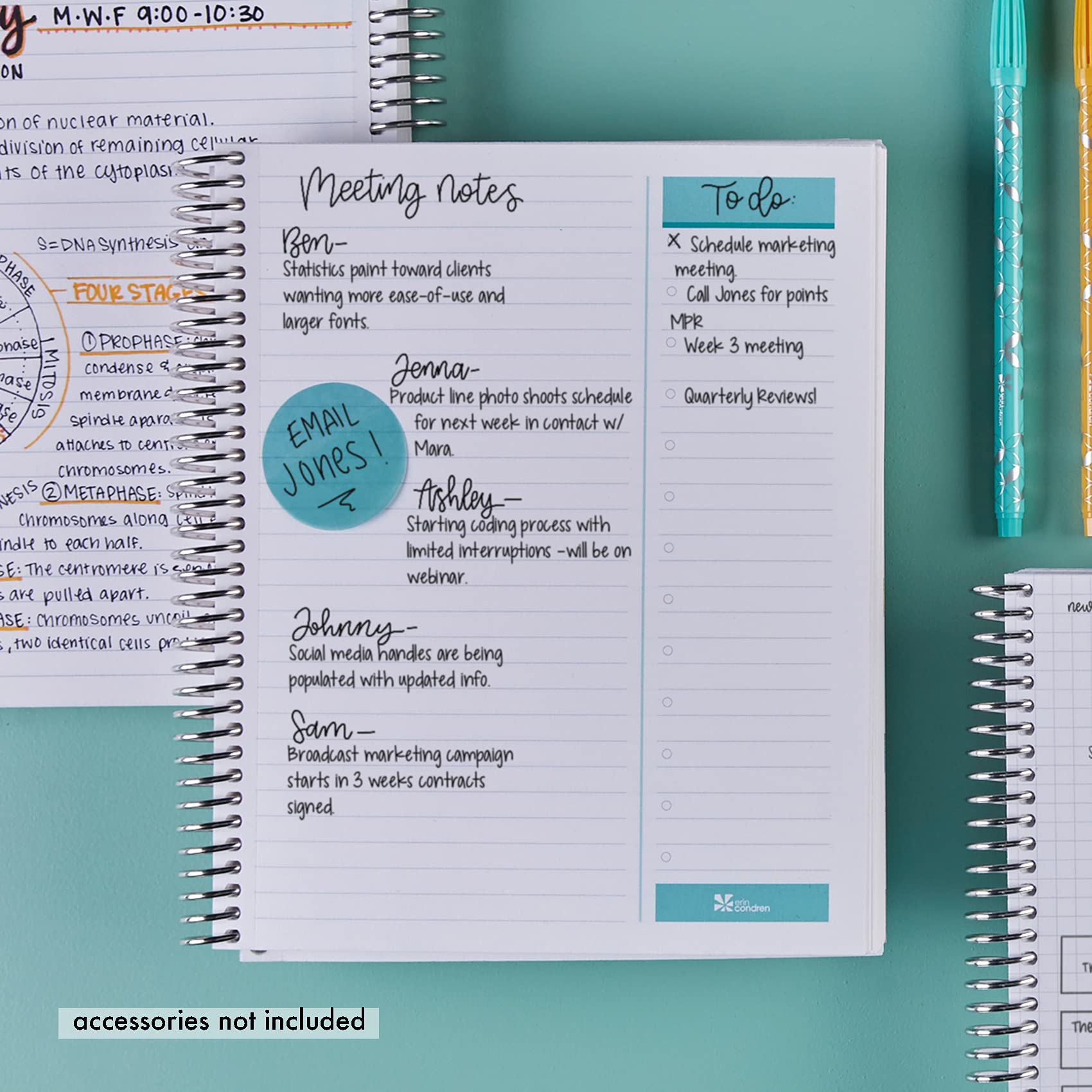 Erin Condren 8.5" x 11" Spiral Bound Productivity Notebook - Retro Sunrise. 160 Lined Page & To Do List Organizer Notebook. 80 Lb. Thick Mohawk Paper. Stickers Included