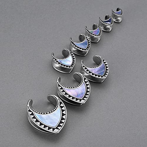ERKUOO 2PCS Opening Saddle Ear Tunnels Retro Ear Gauges Double Flared Plugs Flesh Stretchers Piercing Earrings Expander 00g(10mm)