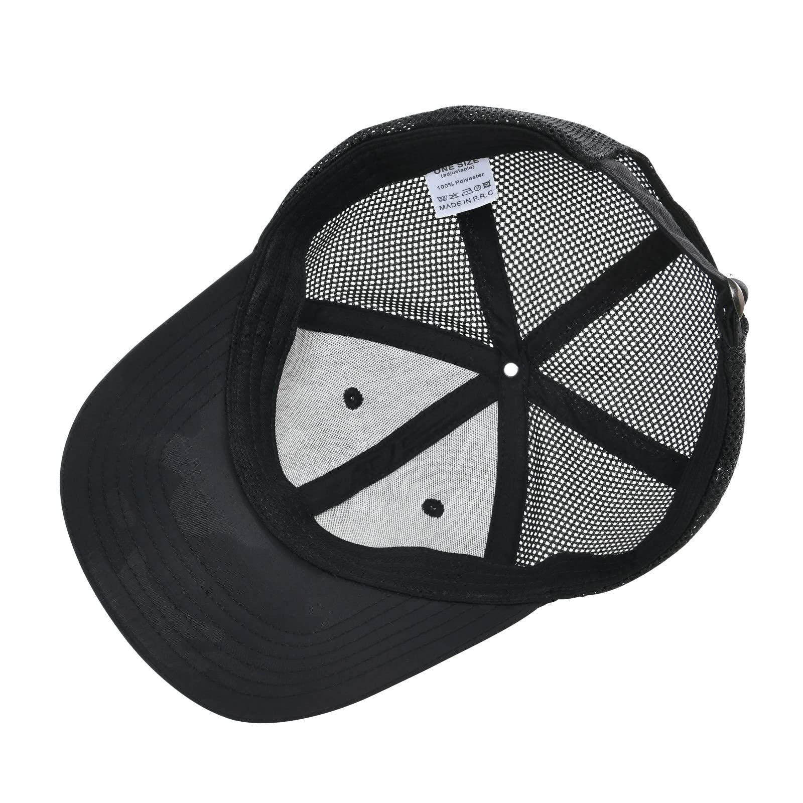 FEINION Quick Dry Baseball Hat Outdoor Ball Cap Adjustable Dad Hat Sports Caps for Men (Camouflage Black/Mesh)