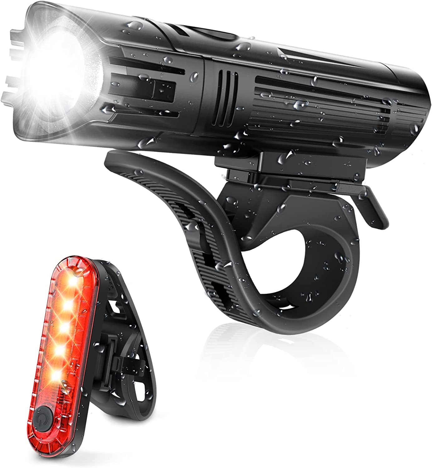 FAGEFACAI Super Bright Bike Light Set, Powerful LED USB Rechargeable Front Headlight and Back Taillight, 2000mah Lithium Battery, Waterproof, 4 Lighting Modes Mountain Road Bicycle Lights