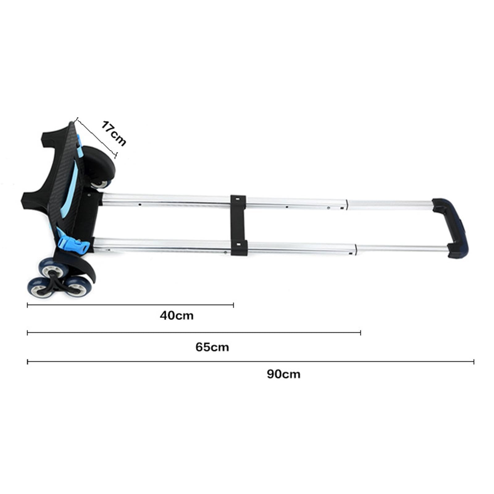 Kokiya Backpack Hand Truck Backpack Trolley Compact, Aluminum Alloy, Portable, Wheeled Hand Trolley Wheeled Cart for Travel Office, 6 Wheels Blue